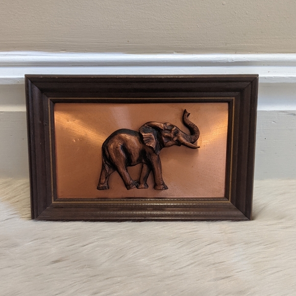Vintage | Art | Vintage Copper Elephant Framed Wall Decor | Poshmark